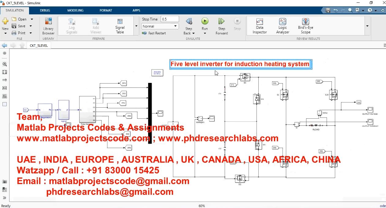Five level inverter for induction heating system