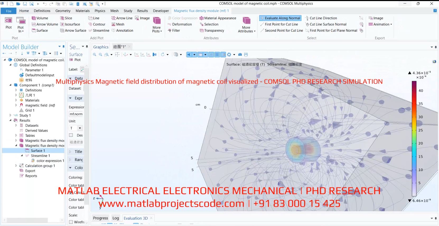 Multiphysics Magnetic field distribution of magnetic coil visualized ...