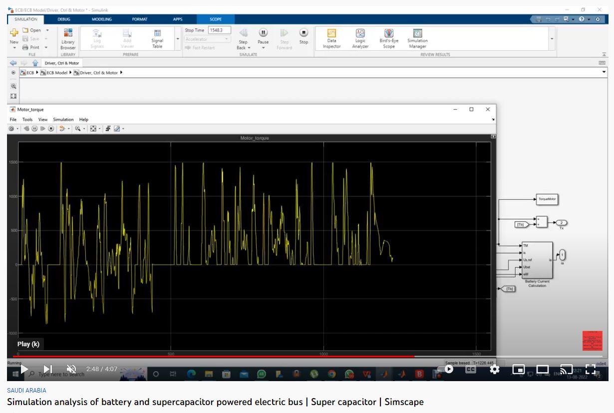 Simulation and analysis of battery and supercapacitor powered electric bus